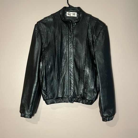 G - III | Jackets & Coats | 98s Leather Tapered Bomber Jacket With ...